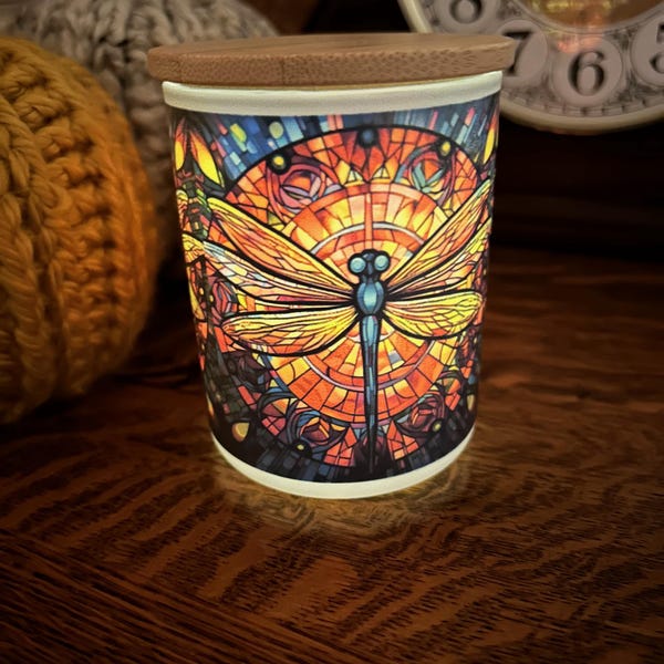 Dragonfly Stained Glass Designed Battery Operated Tea Light Holder - Etsy