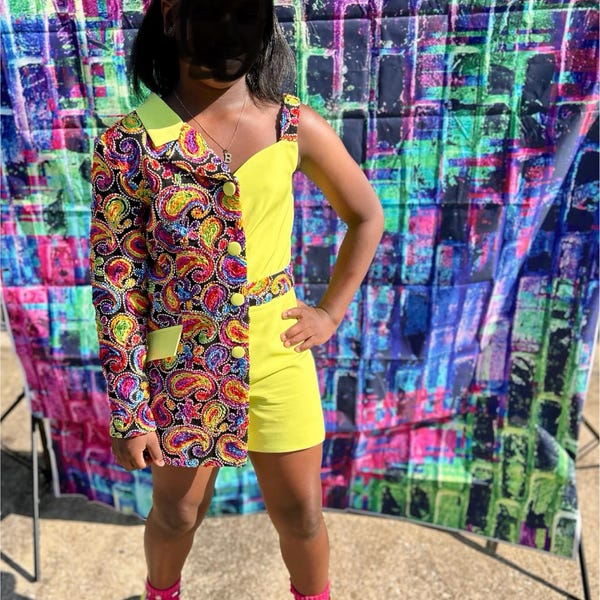 Pink Tweed Girls Pageant Jumpsuit With One Sleeve and Beads/ Girls ...