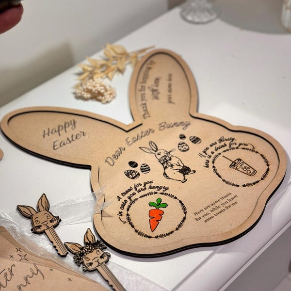 Easter Bunny Treat Tray SVG, Personalized Easter Treat Board Laser Cut ...