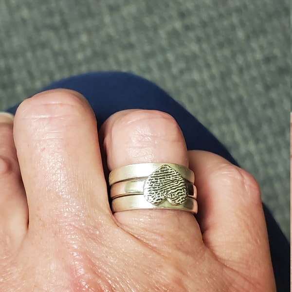 Personalized Fingerprint Ring - Custom Sterling Silver Memorial Jewelry ...