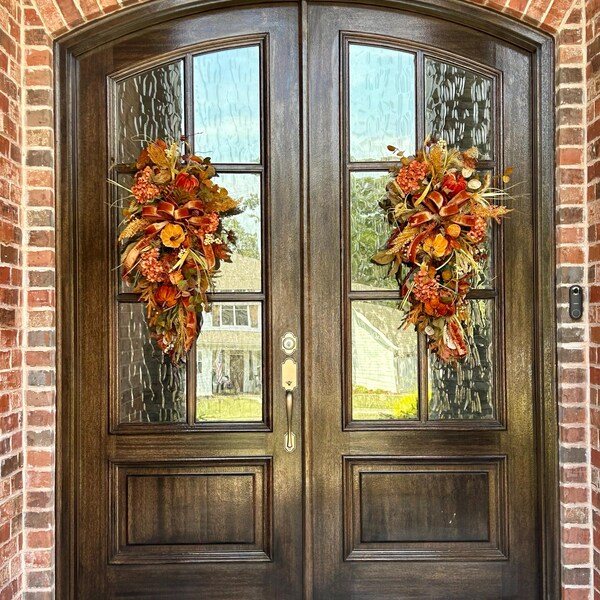 Fall Front Door Wreath, Autumn Leaves, Autumn Decorations, Harvest ...