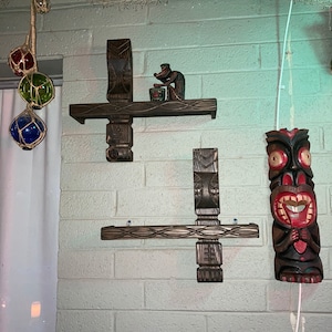 Pair of Handmade Carved Wood Mug Witco Style Tiki Shelves - Etsy