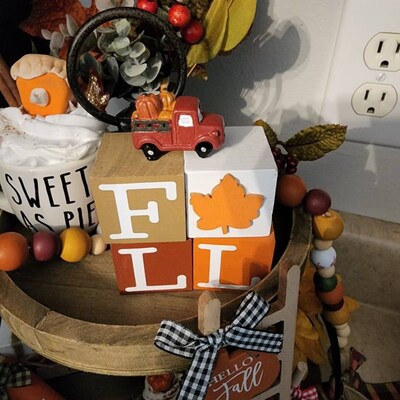 Fall Tiered Tray Decor, Fall Wood Blocks, Fall Home Decor, Fall ...