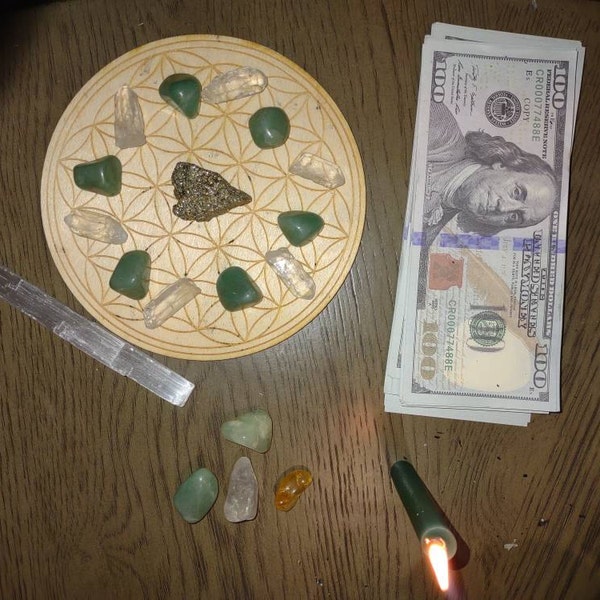 Abundance and Good Fortune Crystal Grid Kit Flower of Life Reiki ...