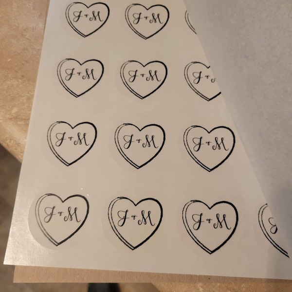 Personalized Wedding Stickers, Wedding Favor Stickers, Heart Stickers ...