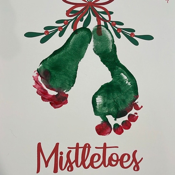 Christmas Footprint Art, Mistletoes, Mistle-toes, Christmas Craft for ...
