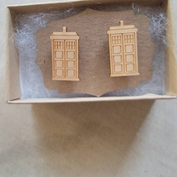 Doctor Who TARDIS Cuff Links - Laser Engraved on Maple Wood - Cufflinks ...