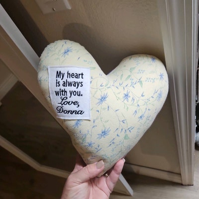 Heart MEMORY Pillow, Memory Cushion, Loss of Father, Loss of Husband ...