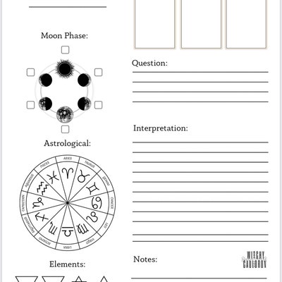 Tarot Journal Printable PDF Download Spreads Workbook Diary Card ...