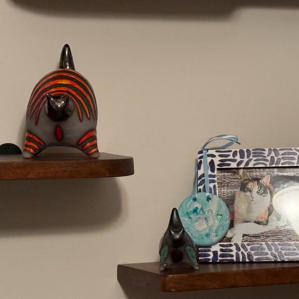 Ceramic Cat Sculpture, Modern Figurine for Home Decoration or as a Gift ...