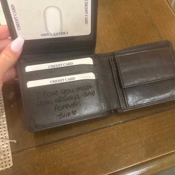 Hebrew, Arabic, Cyrillic Fonts Engraved Wallet, Personalized Genuine ...