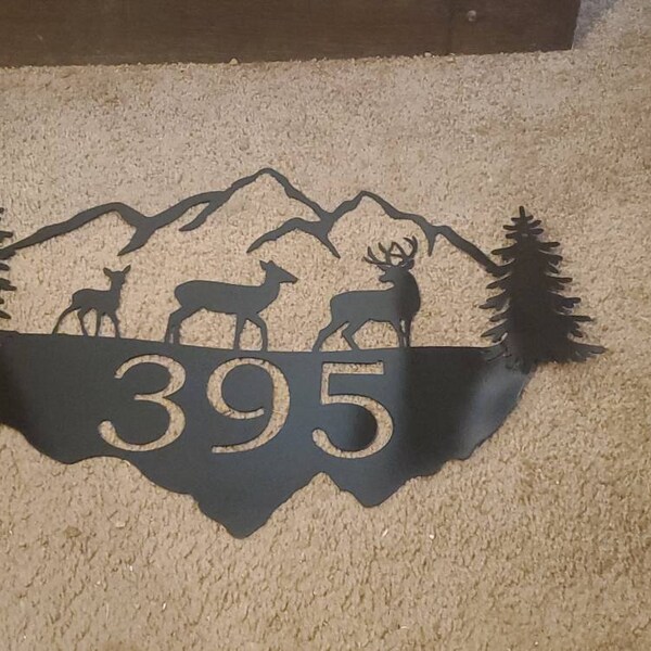 Mountain Address Sign | Mountain Last Name Sign | Metal House Numbers ...