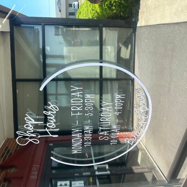 Business Opening Hours Decal or Static Cling - Open to Close - Hours of ...