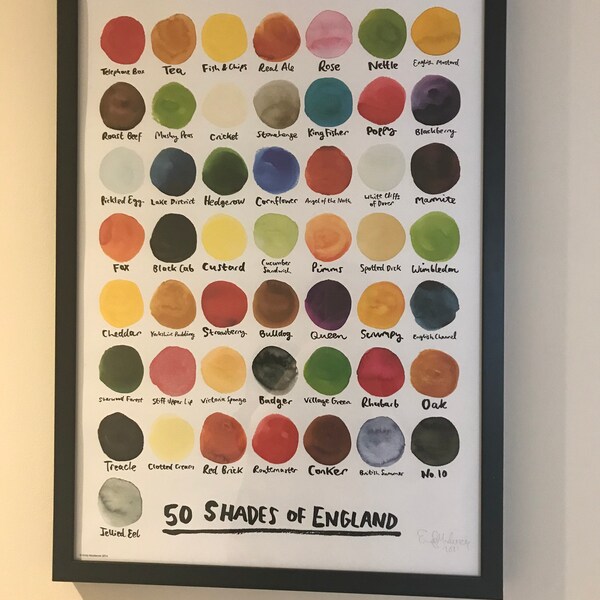 50 Shades of the USA, Quirky American Color Chart Poster. Fun Memento ...
