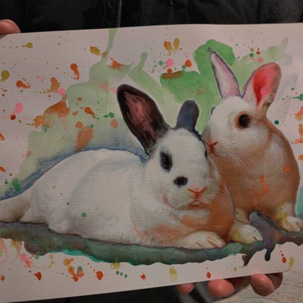 Rabbit, Custom Pet Portrait, Pet Painting, From Photo, Custom Rabbit ...