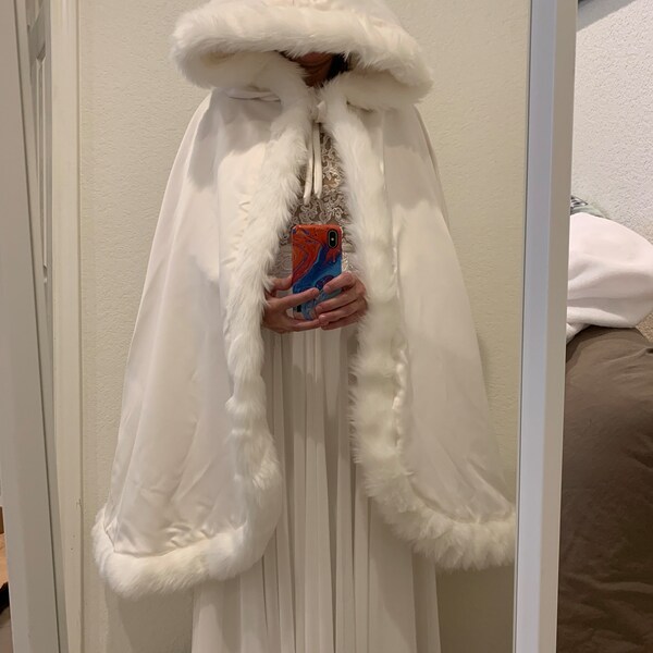 Mini Bridal Cape Adult-waist-length 20-inch Royal Blue / Ivory Satin ...