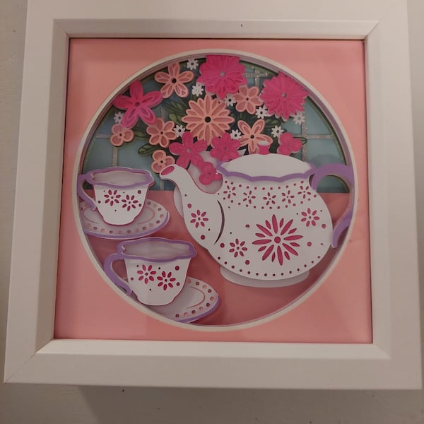 3D TEA PARTY SVG - Shadow Box Svg - Layered Cardstock Svg - for Cricut ...