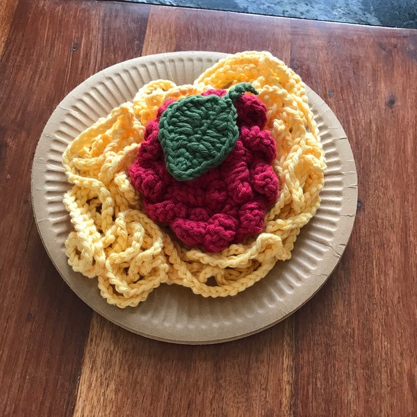 Crochet Food Spaghetti. Pasta With Tomato Sauce. Kids Kitchen ...