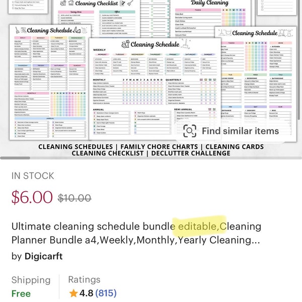 Ultimate Cleaning Schedule Bundle Editable,cleaning Planner Bundle A4 ...
