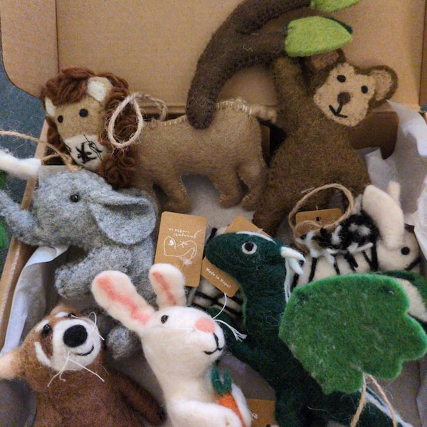 Forest Animal Finger Puppet Set, Needle Felted Woodland Animal Toy ...