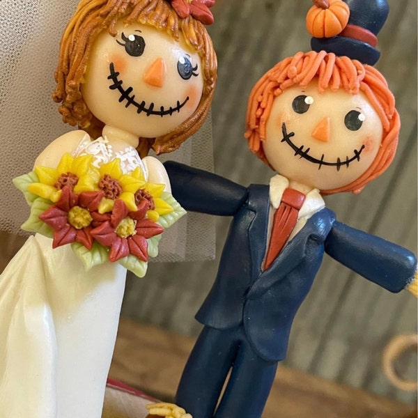 Unique Cake Topper, Scarecrow Wedding Cake Topper, Fall Cake Topper ...