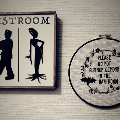 Halloween Decor Restroom Sign Horror Frankenstein Restroom Frankenstein ...
