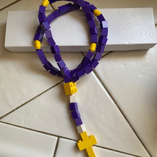 Rosary Made With Lego® Bricks - Blue, Light Blue and White Block Bricks ...