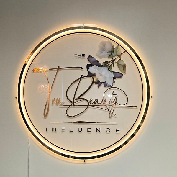 Custom Acrylic Sign Led Round Acrylic Sign for Therapy Logo Skincare ...