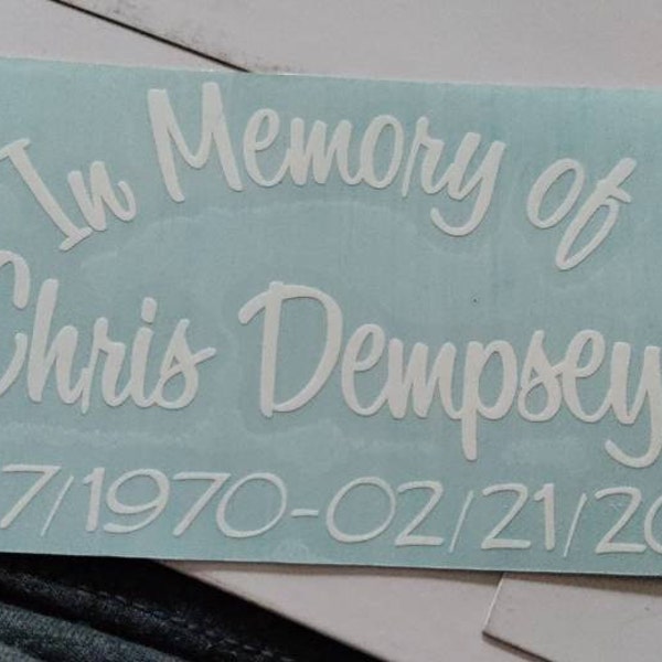In Memory of Car Decal, in Loving Memory Car Decal, Window Decals for ...