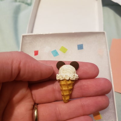 MADE TO ORDER Mickey Mouse Ice Cream Cone Lapel Pin Handmade Mini Food ...