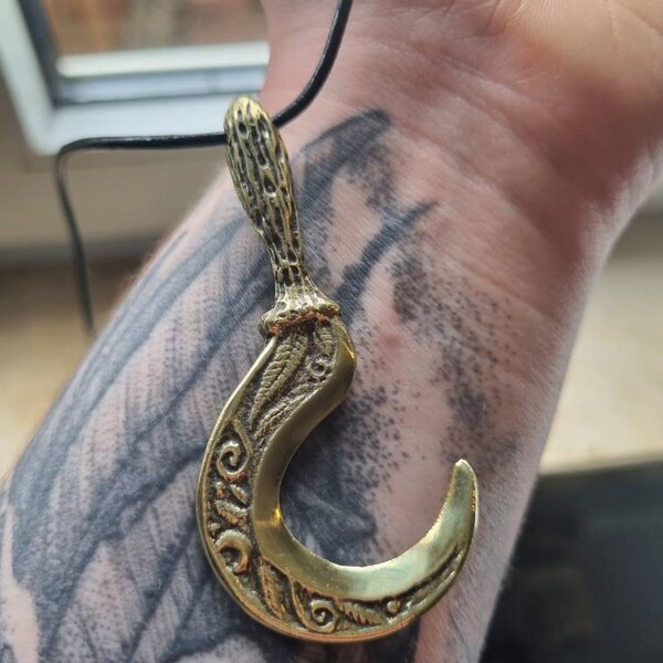 Lugh Sickle Pendant in Solid Brass - Etsy