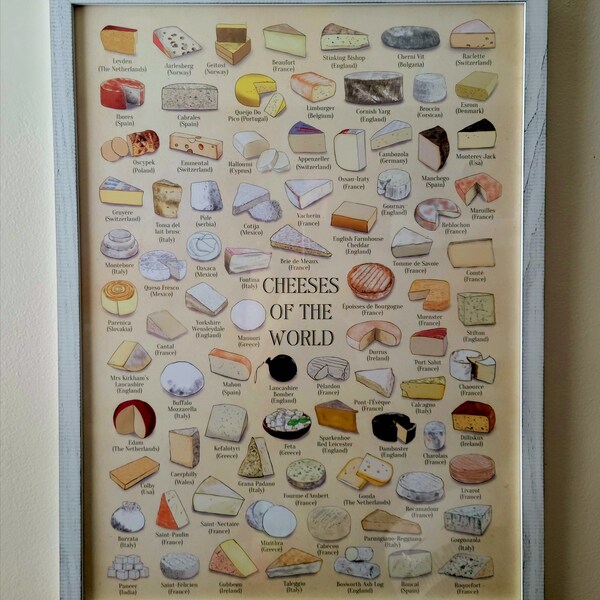 Cheese of the World Poster, Kitchen Decoration, Cheese Knowledge Poster ...