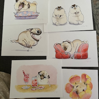 Busy Pug Office Art Funny Office Decor, Office Pug at Work, Working Dog ...