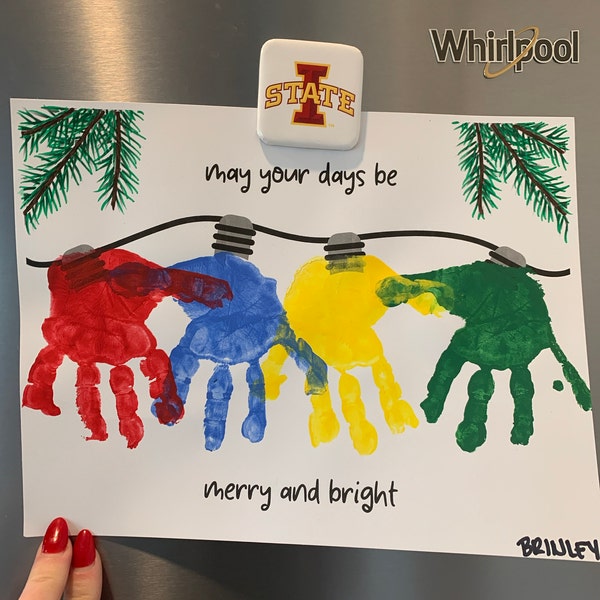Christmas Lights Handprint Art Craft, Christmas Handprint Craft, DIY ...