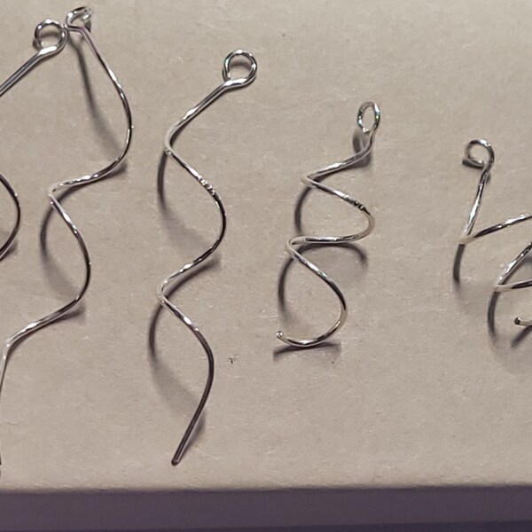 6 Pairs Sterling Silver Wave Wire Charms for Earring, Wave Ear Wire ...