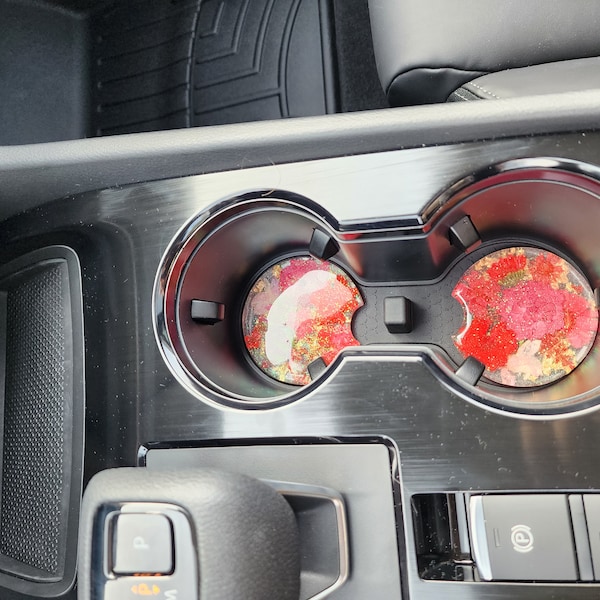 Pressed Flower Car Coasters, Set of 2, Floral Car Coasters, Car ...