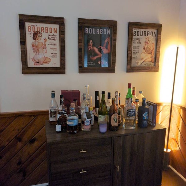 Babes of Bourbon Alcohol Poster. Vintage Pinup Girl Drinking Whiskey ...
