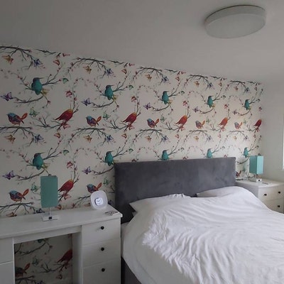 Hummingbird and Paisley Floral Wallpaper Chinoiserie - Etsy