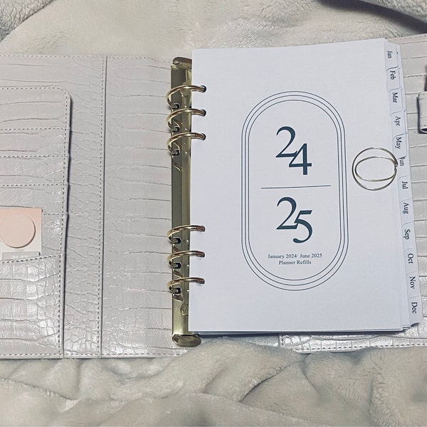 Black Leather A5 Planner Cover | Refillable 6-ring A5 Binder | Pebbled ...