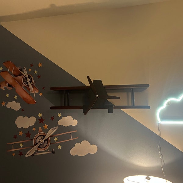 Large Airplane Shelf Biplane Shelf Airplane Clock Wood Biplane Airplane ...