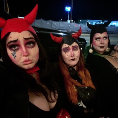 Red Devil Horn Hat, Devil Vintage Bonnet, Devil Hood, Hat With Horns ...