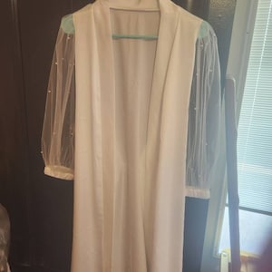 Long Bridal Robe With Train Sheer Tulle Ruffle Robe Boudoir Robe - Etsy