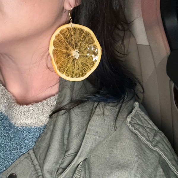 Orange Real Fruit Earrings // the Fruitopia Collection - Etsy