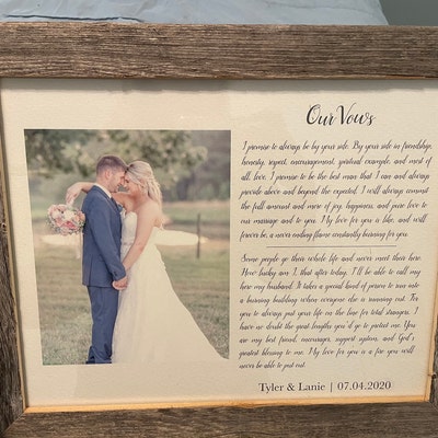Framed Wedding Vows, Custom Framed Wedding Vows With Photo Print ...