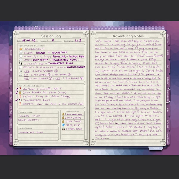 Digital Dnd Character Journal , Dnd Character Sheet With Spell Cards ...