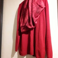 Trendy Red and Gold Circle Scarf / Red and Olive Silk Infinity Scarf ...