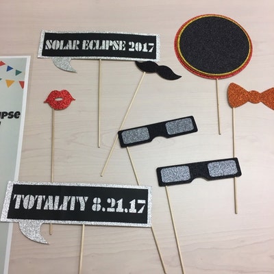 Solar Eclipse 2024 Photo Booth Props LIMITED EDITION Set of 7 Glitter ...