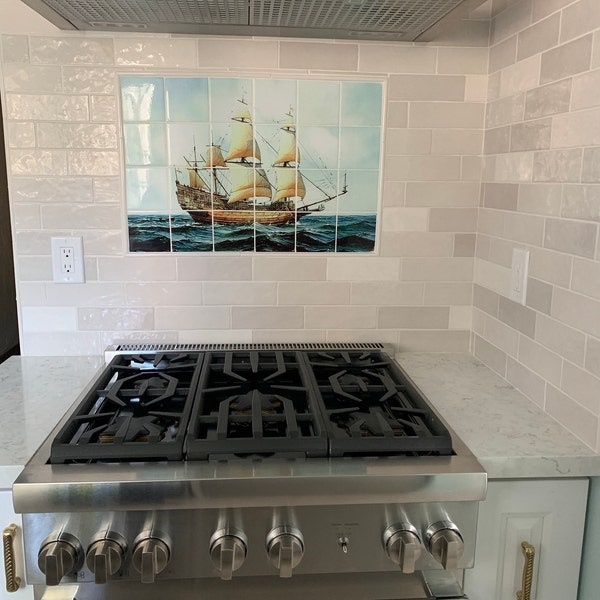 Capri Island Ceramic Wall Art Tile, 8" by 12" Glossy Finish, With or ...