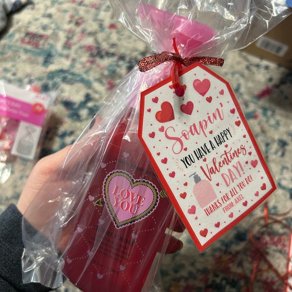 Valentine Soap Gift Tag, Soapin' Valentine's Day Tag, Teacher Staff ...