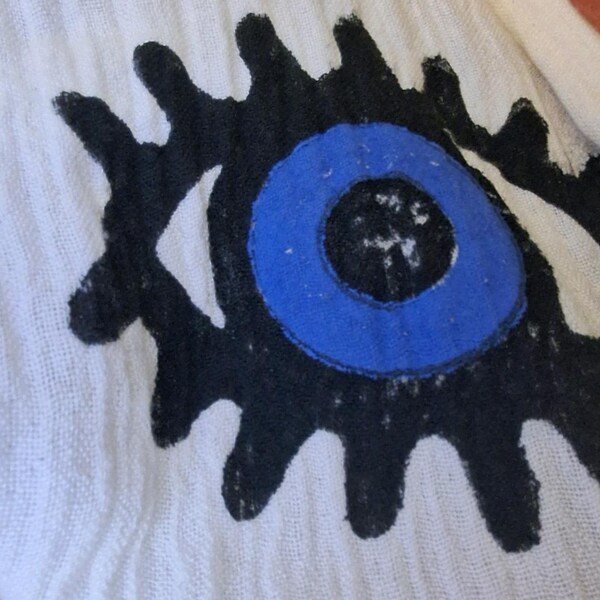 Turkish Cotton Green Evil Eye Kimono, Cardigan Robe, Evil Eye Ethnic ...